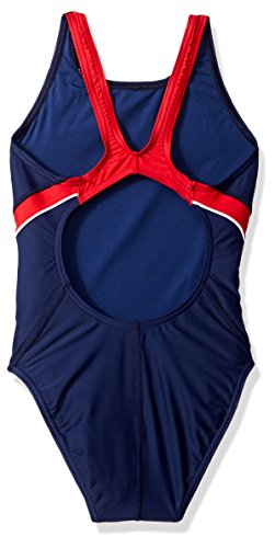 Speedo Girl's Swimsuit One Piece PowerFlex Pulse Back Solid Youth Team Colors - Manufacturer Discontinued