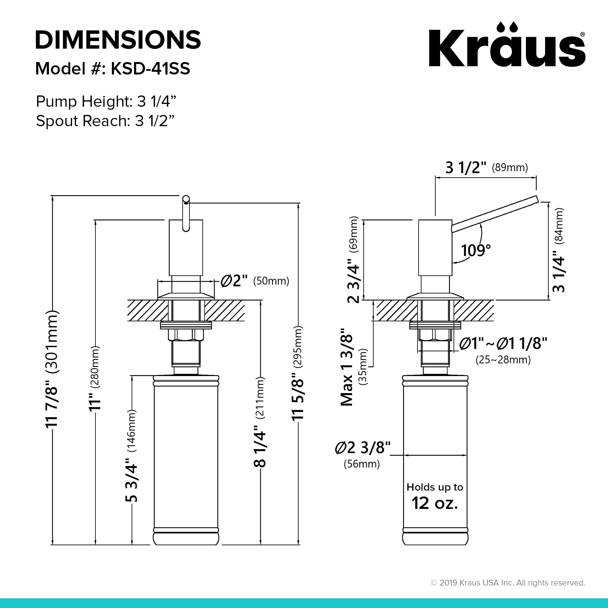 KRAUS Kitchen Soap and Lotion Dispenser in Stainless Steel, KSD-41SS