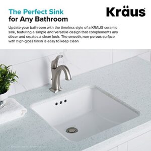 KRAUS Elavo 17-inch Square Undermount White Porcelain Ceramic Bathroom Sink with Overflow, KCU-231