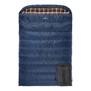 teton sports mammoth queen size sleeping bag- double sleeping bag – a warm bag the whole family can enjoy – great sleeping bag for camping, hunting and base camp. compression sack included blue