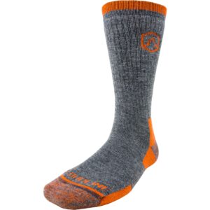 cloudline merino wool hiking socks for men and women - cushioned, soft, anti-blister, moisture wicking, made in usa - autumn orange, size medium, 1 pair