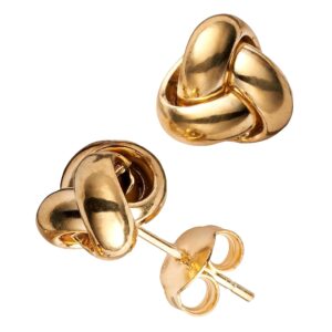 10k yellow gold love knot post stud earrings, 6mm