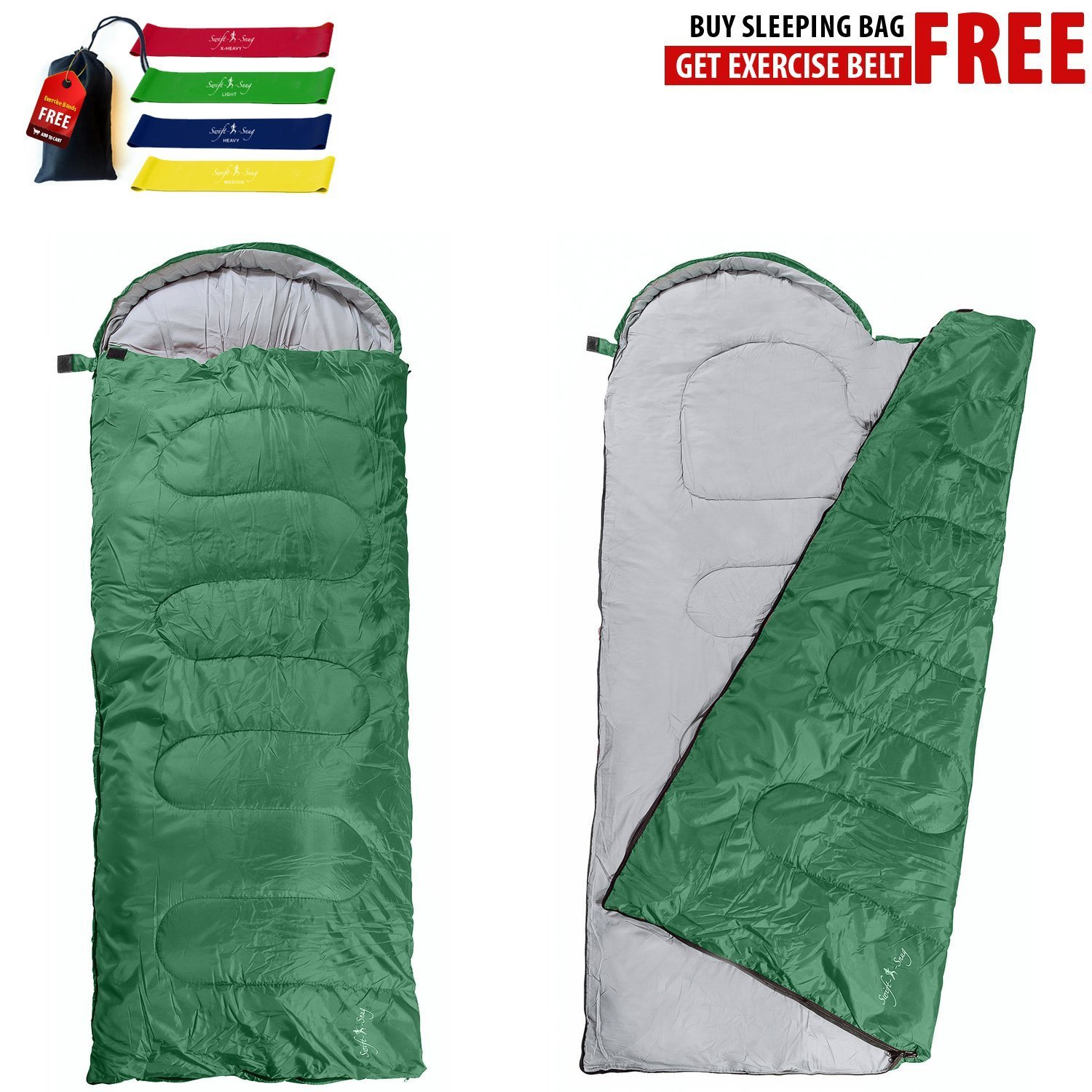 Swift-n-Snug Sleeping Bag - Big and Tall Cold Weather 100% Polyester Bag for Boys, Girls, Men, Women, Kids & Adults - Portable, Lightweight Sack for Camping, Hiking, Travelling, Backpacking