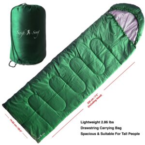 Swift-n-Snug Sleeping Bag - Big and Tall Cold Weather 100% Polyester Bag for Boys, Girls, Men, Women, Kids & Adults - Portable, Lightweight Sack for Camping, Hiking, Travelling, Backpacking