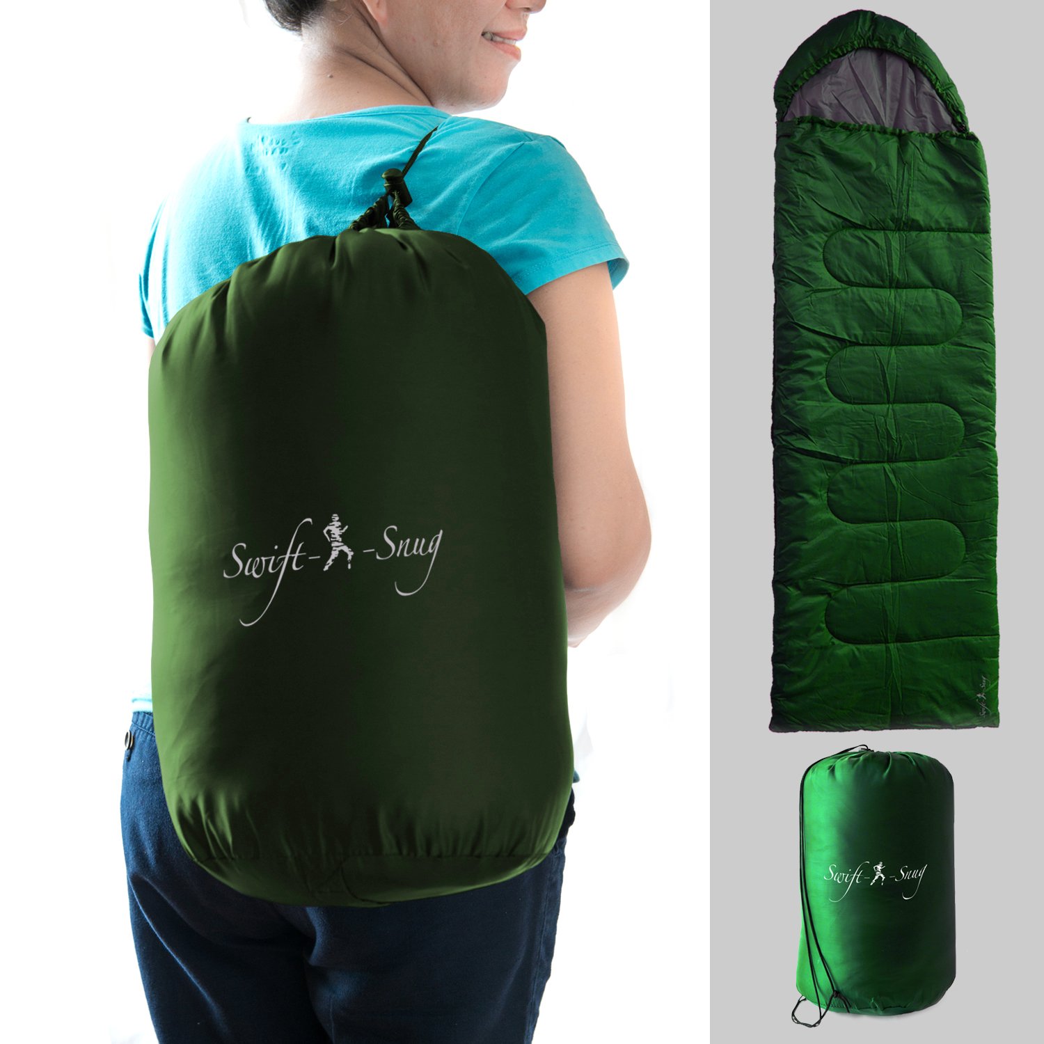 Swift-n-Snug Sleeping Bag - Big and Tall Cold Weather 100% Polyester Bag for Boys, Girls, Men, Women, Kids & Adults - Portable, Lightweight Sack for Camping, Hiking, Travelling, Backpacking