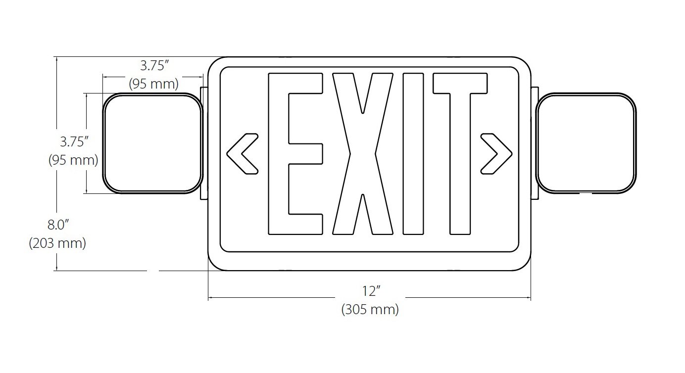 NICOR Lighting Remote Capable LED Emergency Exit Sign with Dual Adjustable LED Heads, White with Red Lettering (ECL1-10-UNV-WH-R2R)