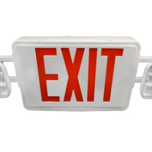 NICOR Lighting Remote Capable LED Emergency Exit Sign with Dual Adjustable LED Heads, White with Red Lettering (ECL1-10-UNV-WH-R2R)