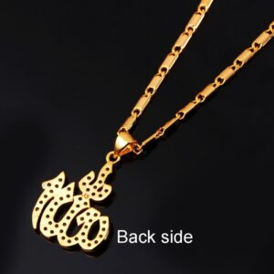 U7 Cubic Zirconia Allah Pendant Necklace Women 18K Gold Plated Mulsim Jewelry