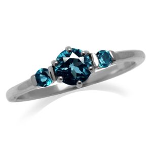 silvershake petite 3 stone genuine london blue topaz white gold plated 925 sterling silver ring size 8