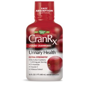 nature's way cranrx extra strength cranberry 1,000 mg, d-mannose + vit c + hibiscus, 16 fl. oz.