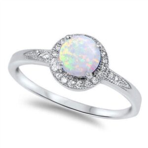 oxford diamond co white opal & cz .925 sterling silver ring size 7