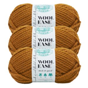 (3 pack) lion brand yarn 640-189a wool-ease thick and quick yarn, 97 meters, butterscotch