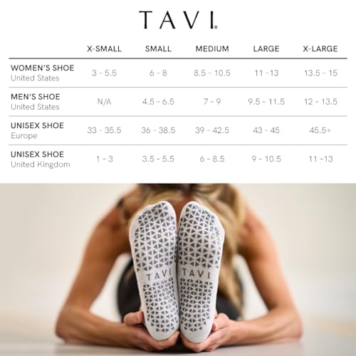 TAVI Women’s Savvy Non-Slip Socks - Grip Barre, Dance, Pilates, Yoga Socks, Medium, Ebony