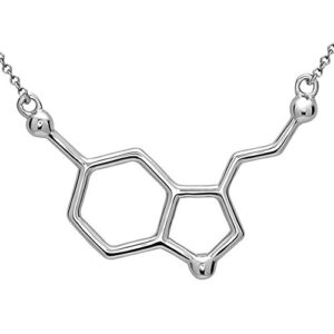 serotonin molecule necklace in 925 sterling silver