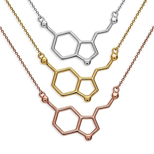 Serotonin Molecule Necklace in 925 Sterling Silver