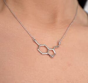 Serotonin Molecule Necklace in 925 Sterling Silver