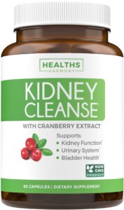 kidney cleanse detox & repair (non-gmo) support urinary tract and bladder control - powerful vitacran cranberry extract & natural herbs - kidney health supplement - 60 vegetarian capsules (no pills)