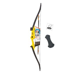 bear archery flash bow set for youth, ambidextrous, yellow