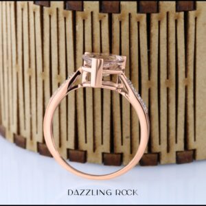 Dazzlingrock Collection 14K Heart-Shaped Morganite & Round Diamond Bridal Promise Engagement Ring, Rose Gold, Size 4.5