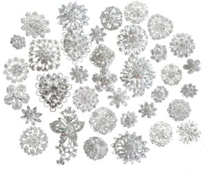 l'vow silver crystal broaches brooch pins wedding brooches bouquet kit pack of 25pcs