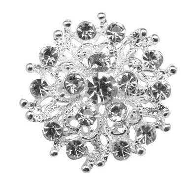 L'VOW Silver Crystal Broaches Brooch Pins Wedding Brooches Bouquet Kit Pack of 25Pcs