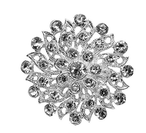 L'VOW Silver Crystal Broaches Brooch Pins Wedding Brooches Bouquet Kit Pack of 25Pcs