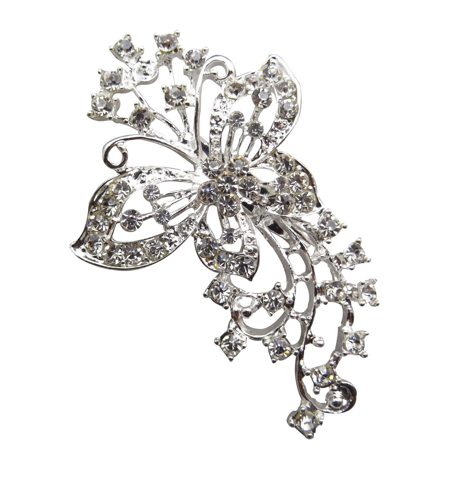 L'VOW Silver Crystal Broaches Brooch Pins Wedding Brooches Bouquet Kit Pack of 25Pcs