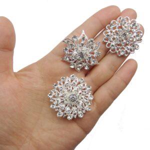 L'VOW Silver Crystal Broaches Brooch Pins Wedding Brooches Bouquet Kit Pack of 25Pcs