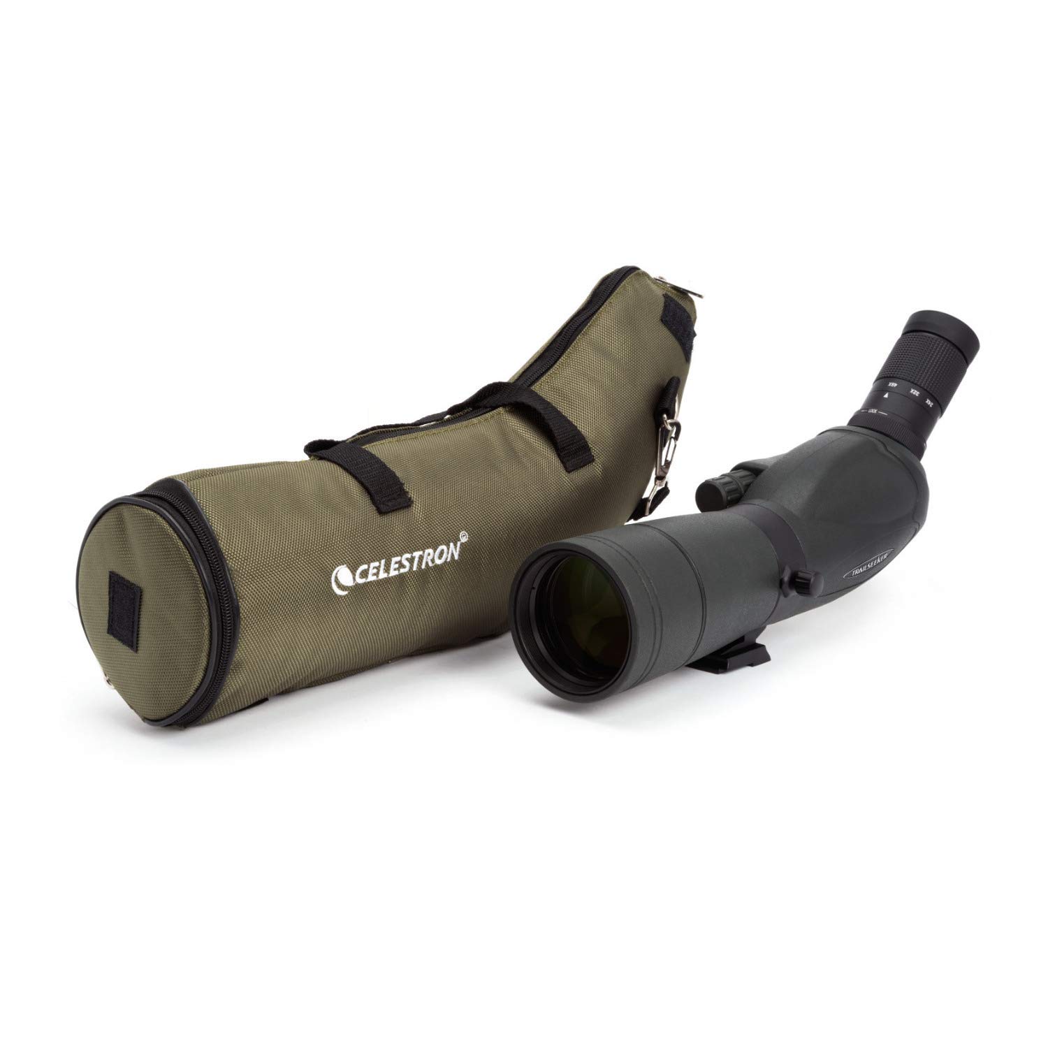 Celestron – TrailSeeker 65mm Angled Spotting Scope – Fully Multi-coated XLT Optics – 16-48x Zoom Eyepiece – Waterproof & Fogproof – Rubber Armored