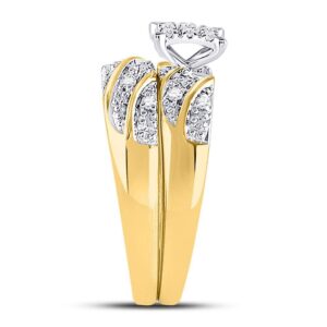 Sonia Jewels Sizes - L = 7, M = 10-10K Yellow and White 2 Two Tone Gold Mens and Ladies Couple His & Hers Trio 3 Three Ring Bridal Matching Engagement Wedding Ring Band Set (1/4 Cttw)