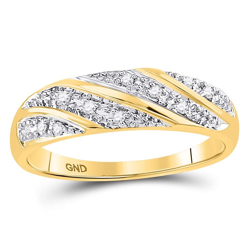 Sonia Jewels Sizes - L = 7, M = 10-10K Yellow and White 2 Two Tone Gold Mens and Ladies Couple His & Hers Trio 3 Three Ring Bridal Matching Engagement Wedding Ring Band Set (1/4 Cttw)