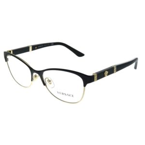 versace ve 1233q 1366 black pale gold metal cat-eye eyeglasses 53mm