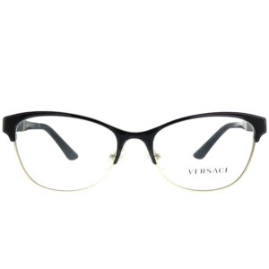 Versace VE 1233Q 1366 Black Pale Gold Metal Cat-eye Eyeglasses 53mm