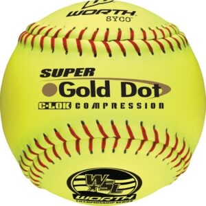 worth wsl slow-pitch pro comp super dot soft balls, 12" (dozen)