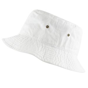 the hat depot 300n unisex 100% cotton packable summer travel bucket hat (l/xl, white)