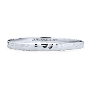 bling jewelry personalize medium textured stackable hammered bangle for women teens matte .925 sterling silver custom engraved