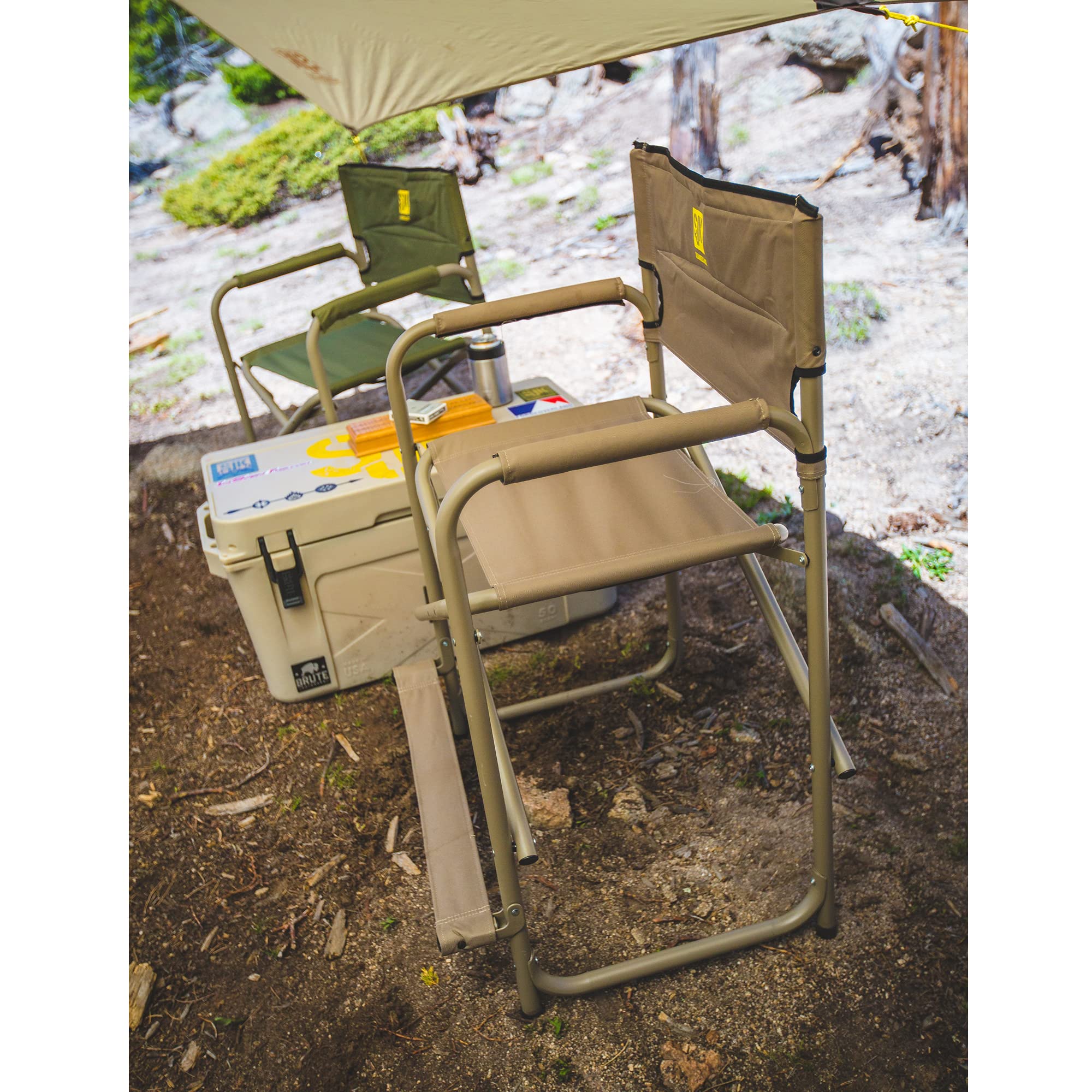 SJK Adult Big Tall Steel Compact Camping Chair with Footrest Supports 325 lbs