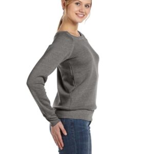 Bella + Canvas Ladies Fleece Wide Neck Sweatshirt, Small, LT Grey Marble