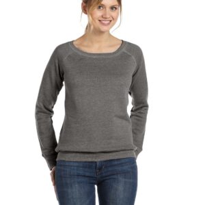 Bella + Canvas Ladies Fleece Wide Neck Sweatshirt, Small, LT Grey Marble