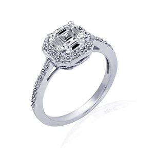 amazon essentials platinum plated sterling silver halo ring set with asscher cut infinite elements cubic zirconia (1.5 cttw), size 5, (previously amazon collection)