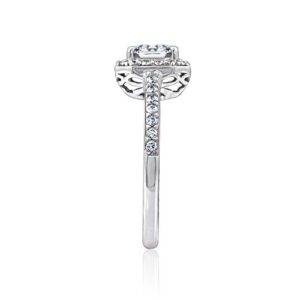 Amazon Essentials Platinum Plated Sterling Silver Halo Ring set with Asscher Cut Infinite Elements Cubic Zirconia (1.5 cttw), Size 5, (previously Amazon Collection)