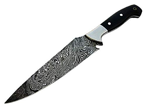 CF-28 Custom Handmade Damascus Steel 11.4" Inches Chef Knife - Beautiful Green and Black Micarta Handle