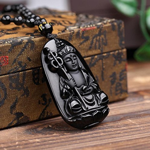 Natural Obsidian Pendant Monk Xuanzang Sanzo