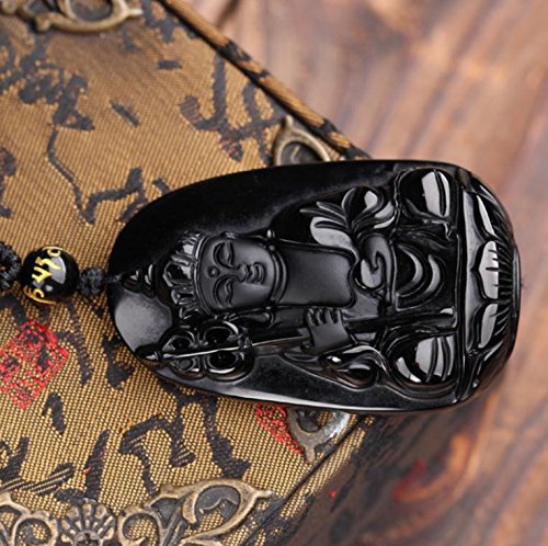 Natural Obsidian Pendant Monk Xuanzang Sanzo