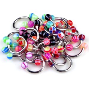 yantu 50 pcs 18g ball circulars horseshoes eyebrow lip belly rings body piercing jewelry unisex