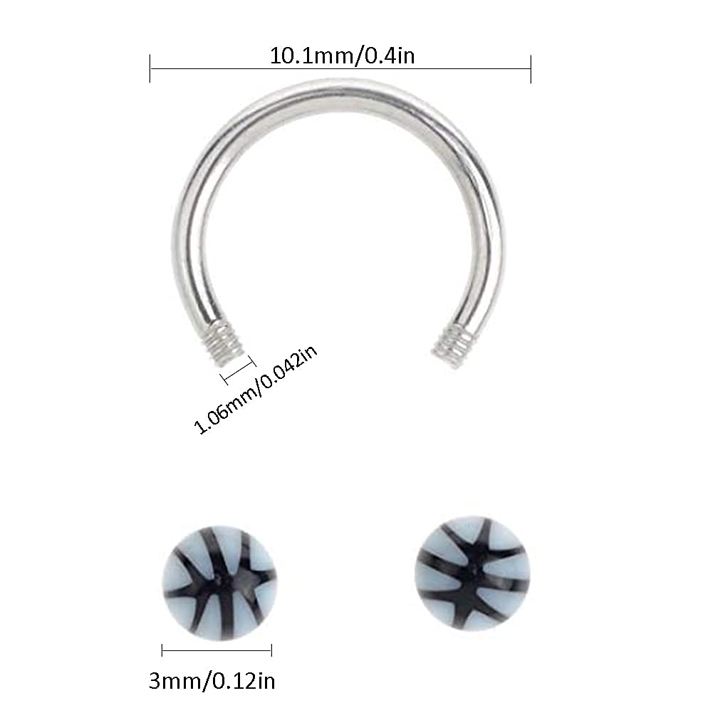 yantu 50 Pcs 18g Ball Circulars Horseshoes Eyebrow Lip Belly Rings Body Piercing Jewelry Unisex