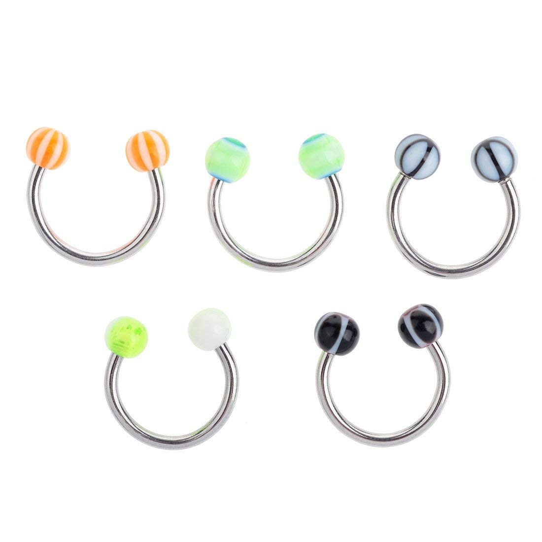 yantu 50 Pcs 18g Ball Circulars Horseshoes Eyebrow Lip Belly Rings Body Piercing Jewelry Unisex