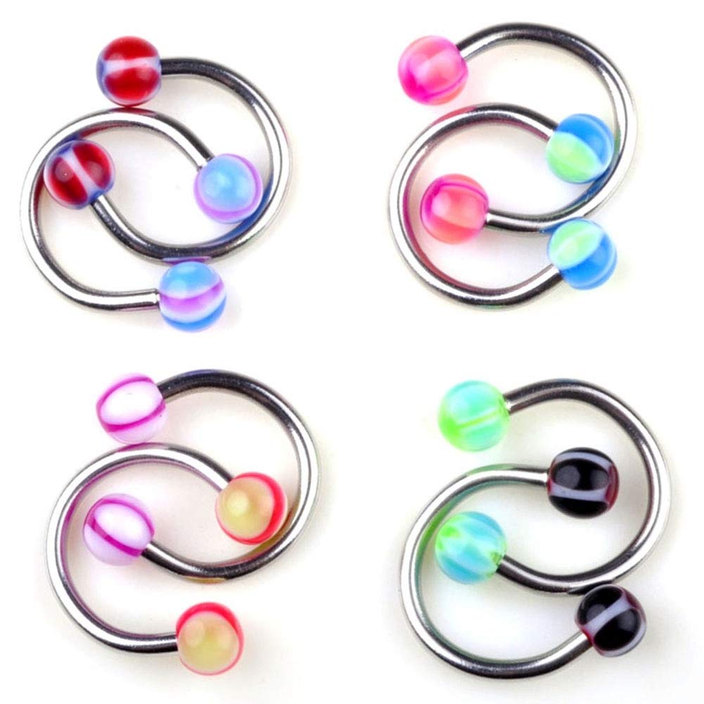 yantu 50 Pcs 18g Ball Circulars Horseshoes Eyebrow Lip Belly Rings Body Piercing Jewelry Unisex