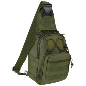 qcute tactical backpack, waterproof military cross-body molle sling shoulder backpack chest bag for outdoor every day carry (army green)