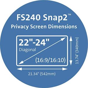 Kensington FS240 Snap2 Privacy Screen for 22-Inch to 24-Inch Widescreen 16:10 and 16:9 Monitors (K55315WW),Black